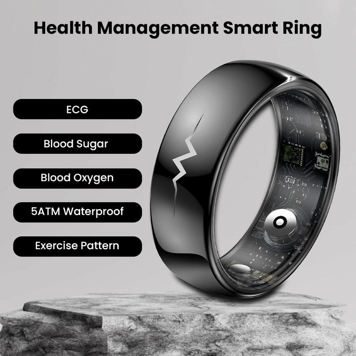 Blood Glucose & ECG/EKG Monitoring | AI Health Analysis Smart Ring | C ...